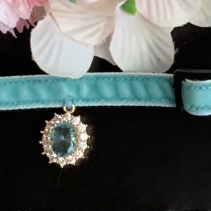 Princess Cat Collar,rhinestone Cat Collar,light Blue Velvet Dog Collar ...