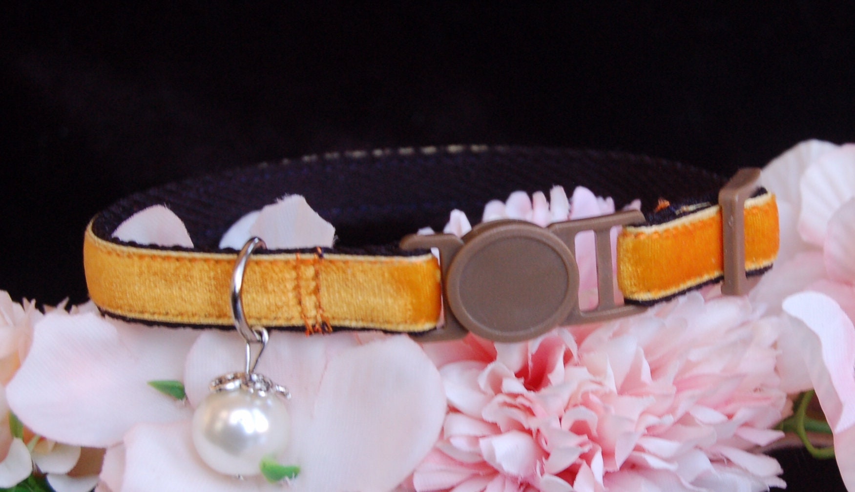 Cute Marigold Orange Velvet Cat Collar.fall Cat Collar Autumn - Etsy