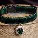 Princess Cat Collar,rhinestone Cat Collar,black Green Velvet Tiny Dog ...