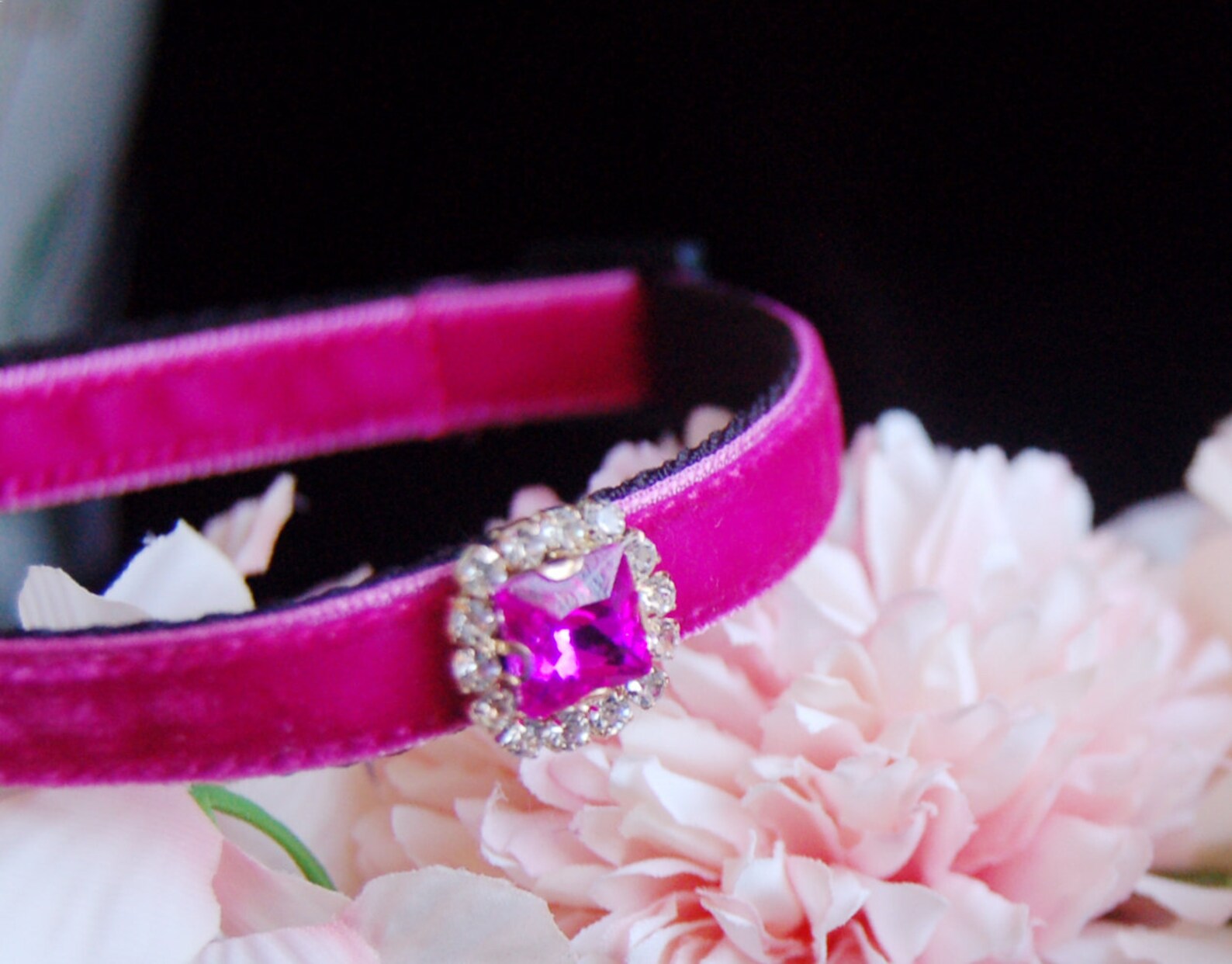 Beautiful Rhinestone Cat Collar Hot Pink Velvet Small Dog | Etsy