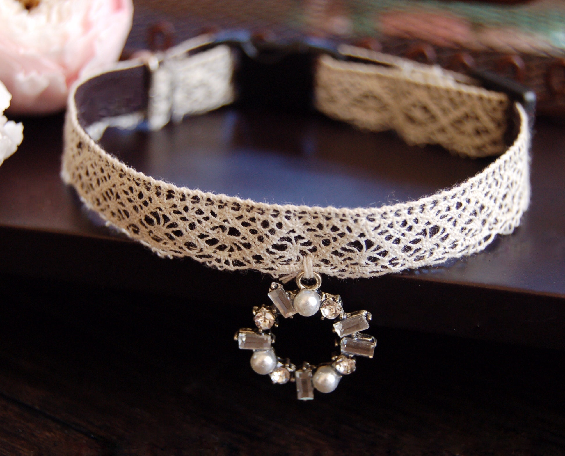 Cat Lace Collar.small Dog Collar,pet Party Collar.teacup Dog Wedding ...