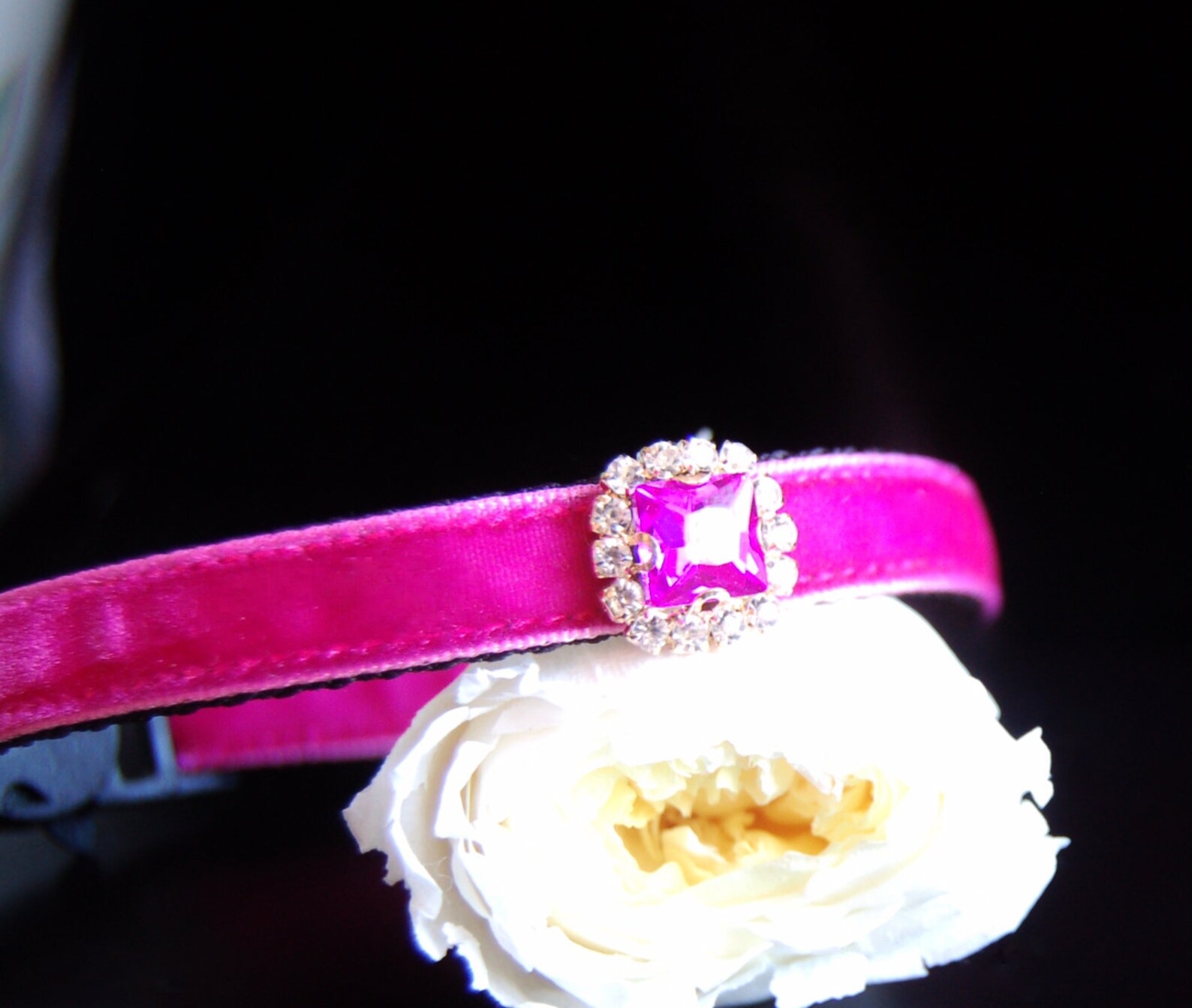 Beautiful Rhinestone Cat Collar Hot Pink Velvet Small Dog | Etsy