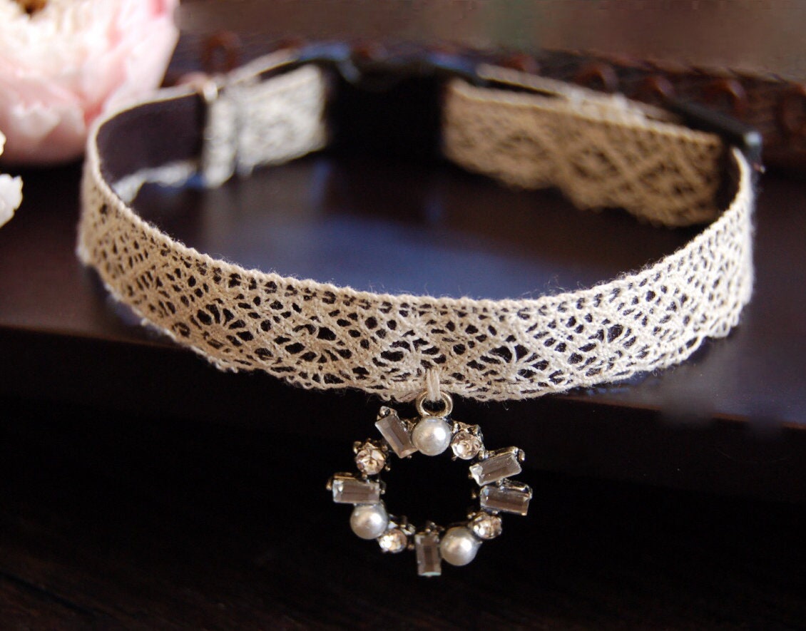 Cat Lace Collar.small Dog Collarpet Party Collar.teacup Dog | Etsy