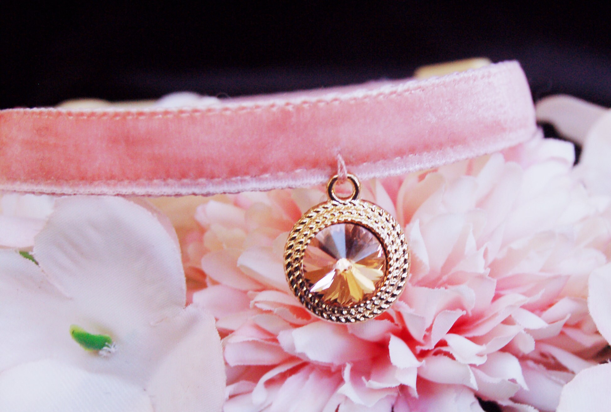 Cute Rhinestone Cat Collarblush Pink Velvet Small Dog | Etsy