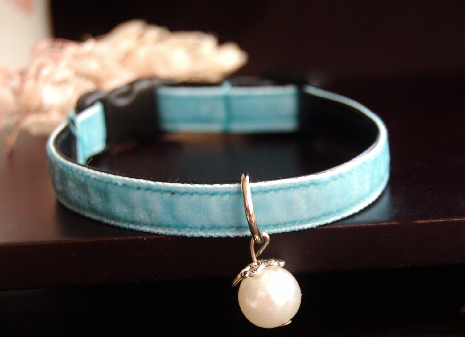 Cute Cat Collar,light Blue Velvet Cat Collar, Small Dog Collar,pet ...