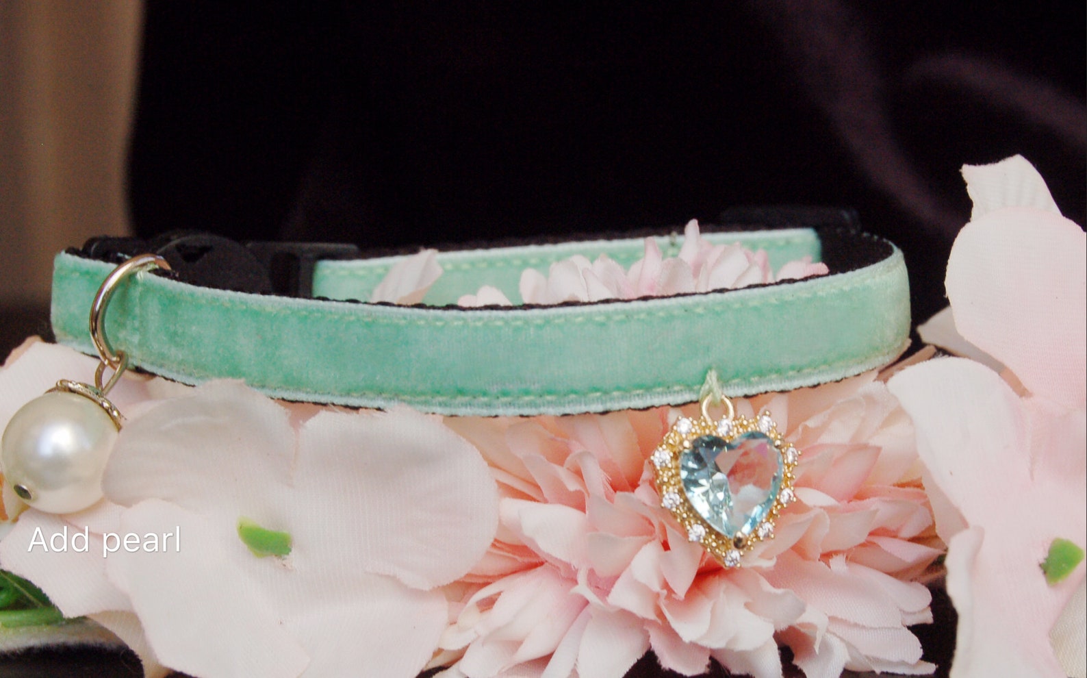 Princess Cat Collar,rhinestone Cat Collar,light Green Velvet Tiny Dog ...
