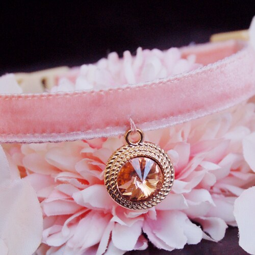 Beautiful Rhinestone Cat Collar Pink Velvet Small Dog - Etsy