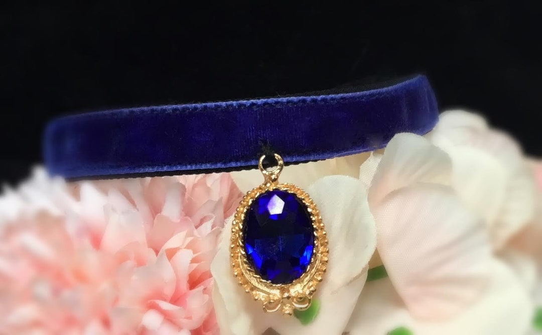 Beautiful Royal Blue Collar,velvet Small Dog Collar,puppy Collar ...