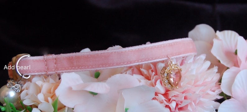 Princess Cat Collarrhinestone Cat Collarblush Pink Velvet - Etsy
