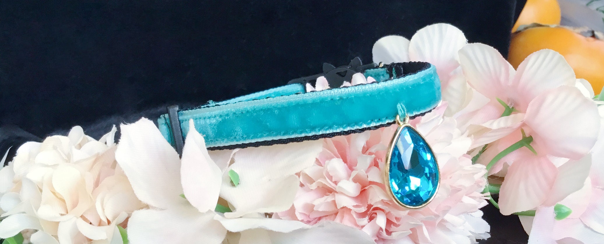Cute Blue Cat Collar,rhinestone Cat Collar,blue Velvet Tiny Dog Collar ...
