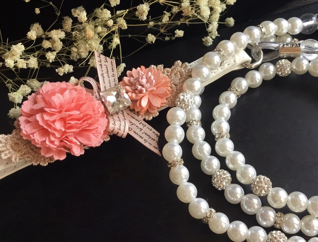 Beautiful Pearl Dog Leash.peach Pink Small Dog Leash.dog Birthday Gift ...