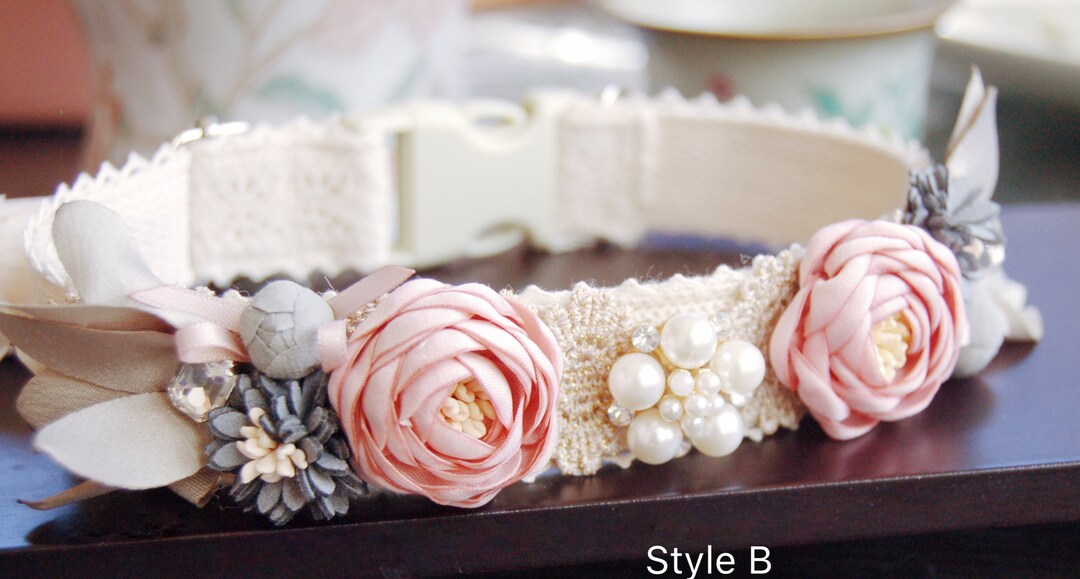 Beautiful Lace Dog Collar,pink Flower Dog Collar.wedding Lace Dog ...