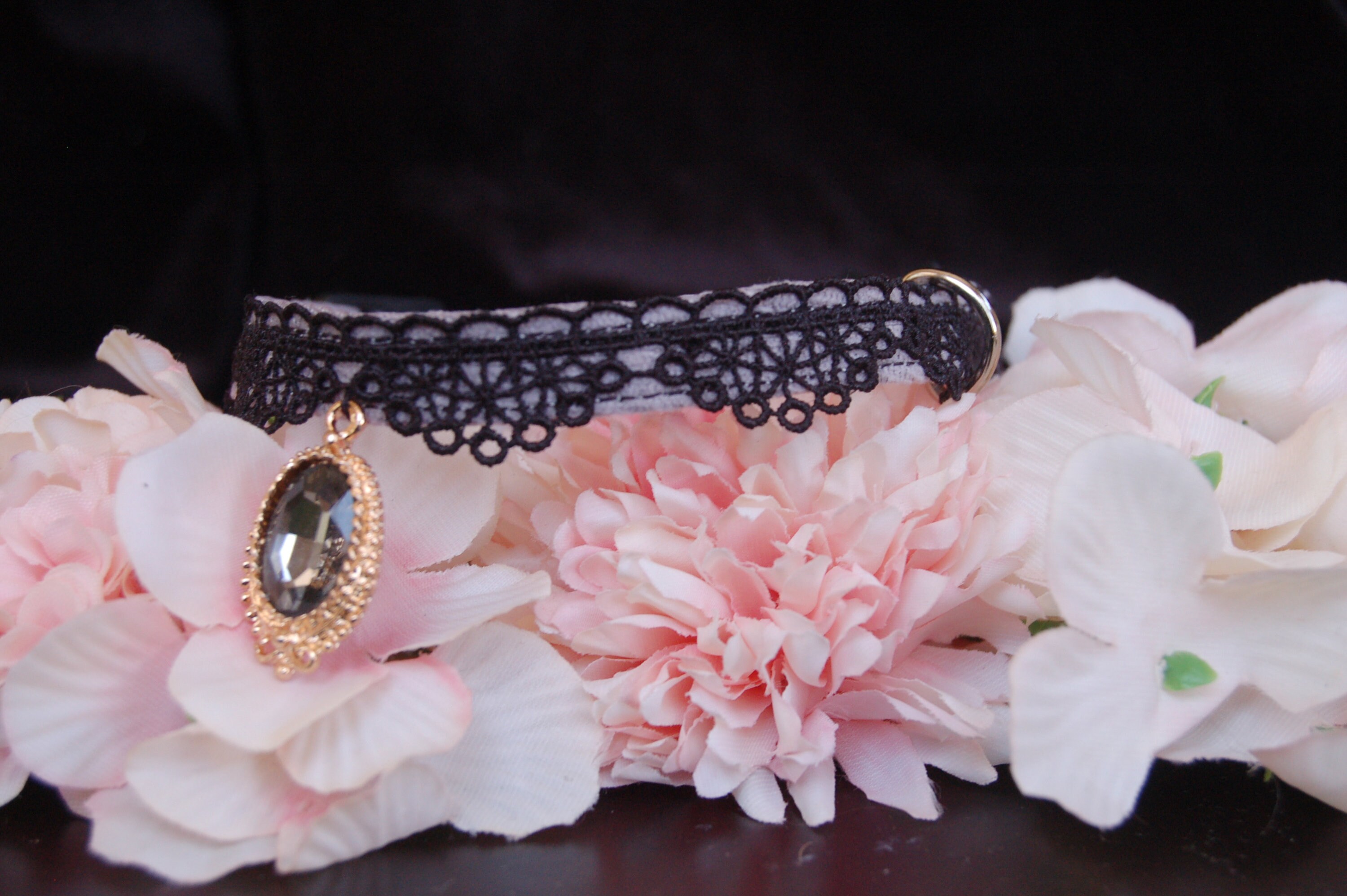 Breakaway Grey Cat Collarblack Lace Cat Collar.tiny Dog | Etsy