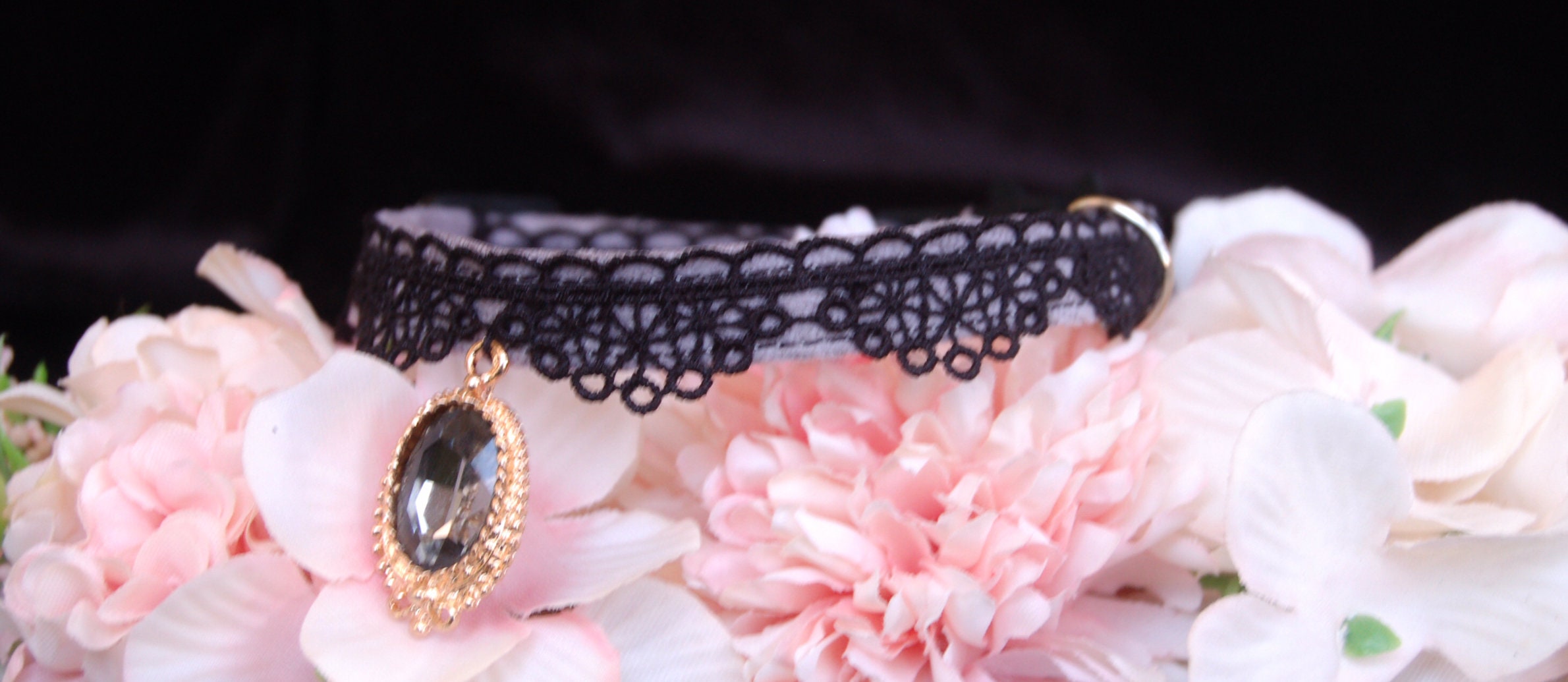 Breakaway Grey Cat Collarblack Lace Cat Collar.tiny Dog | Etsy