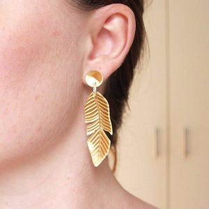 Feather Dangles in Gold Mirror Acrylic - Etsy