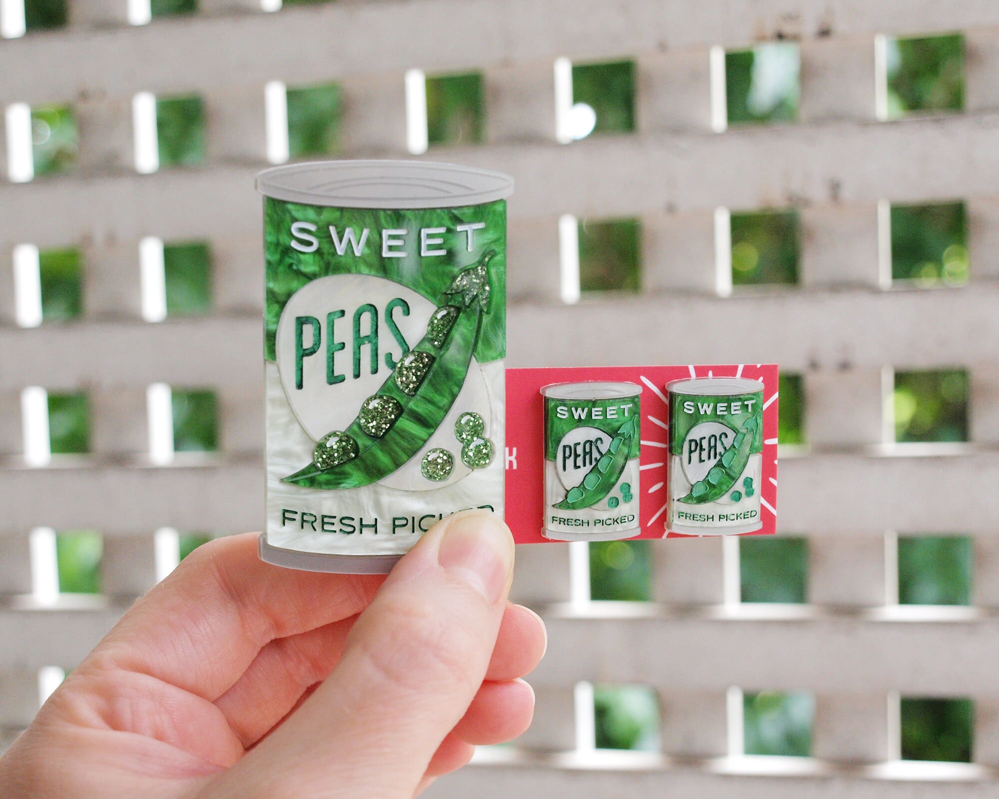 Sweet Peas Can Brooch in Laser Cut Acrylic - Etsy
