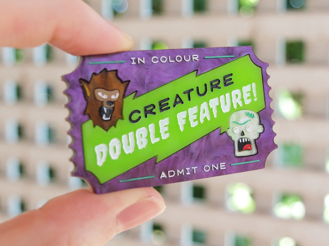 Creature Double Feature Horror Movie Inspired Ticket Brooch 'admit One ...