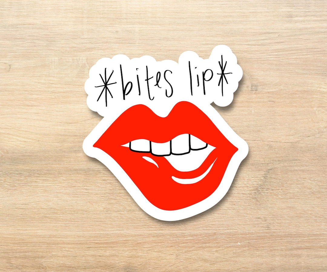 Funny “bites Lip” Meme Sticker, Waterproof - Etsy