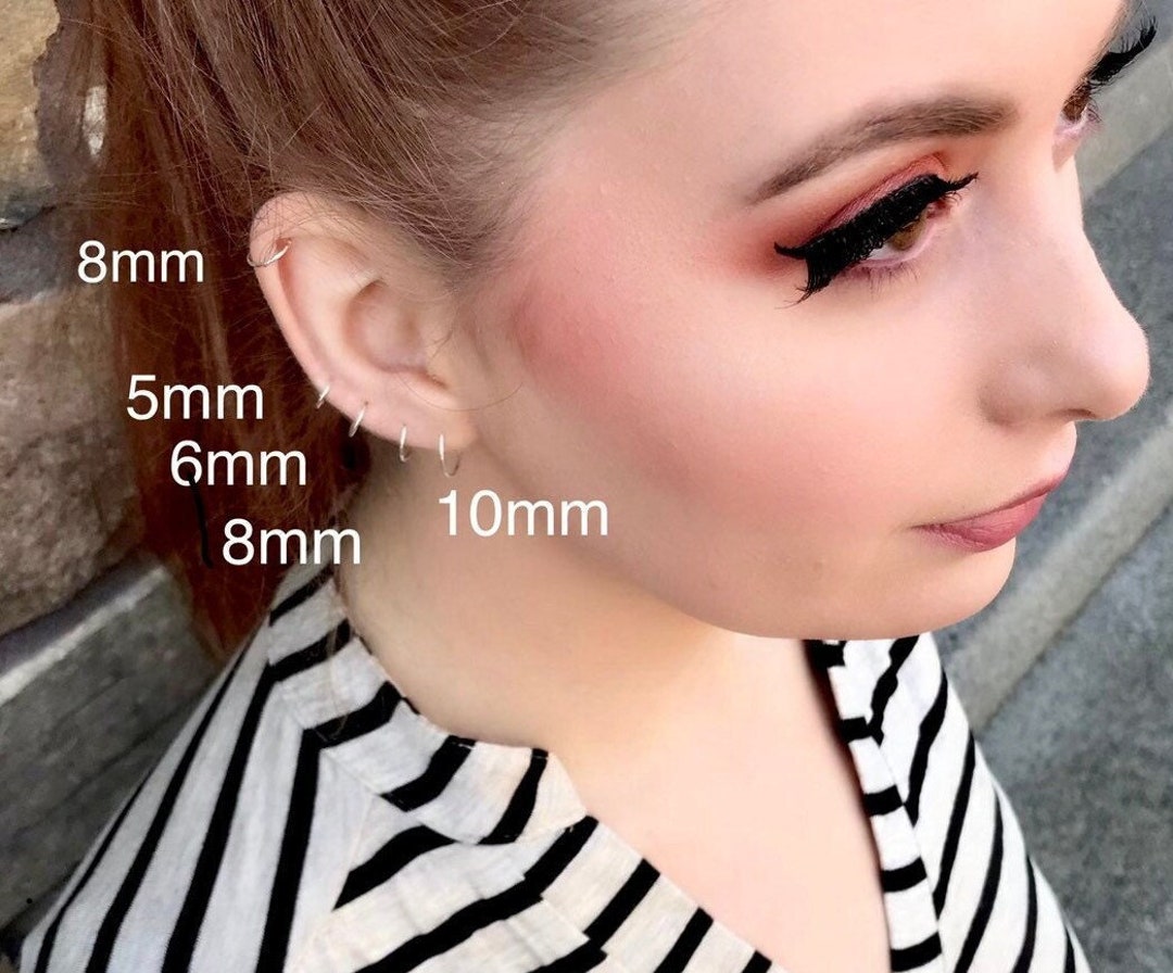 Silver Cartilage Earring Hoops for Helix, Rook, Tragis and Conch ...