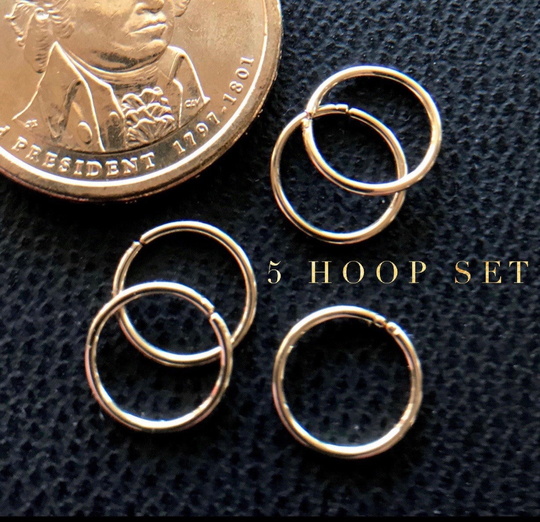 Small Hoop Earring Set for Multiple Piercings, Layered Stacking Jewelry ...