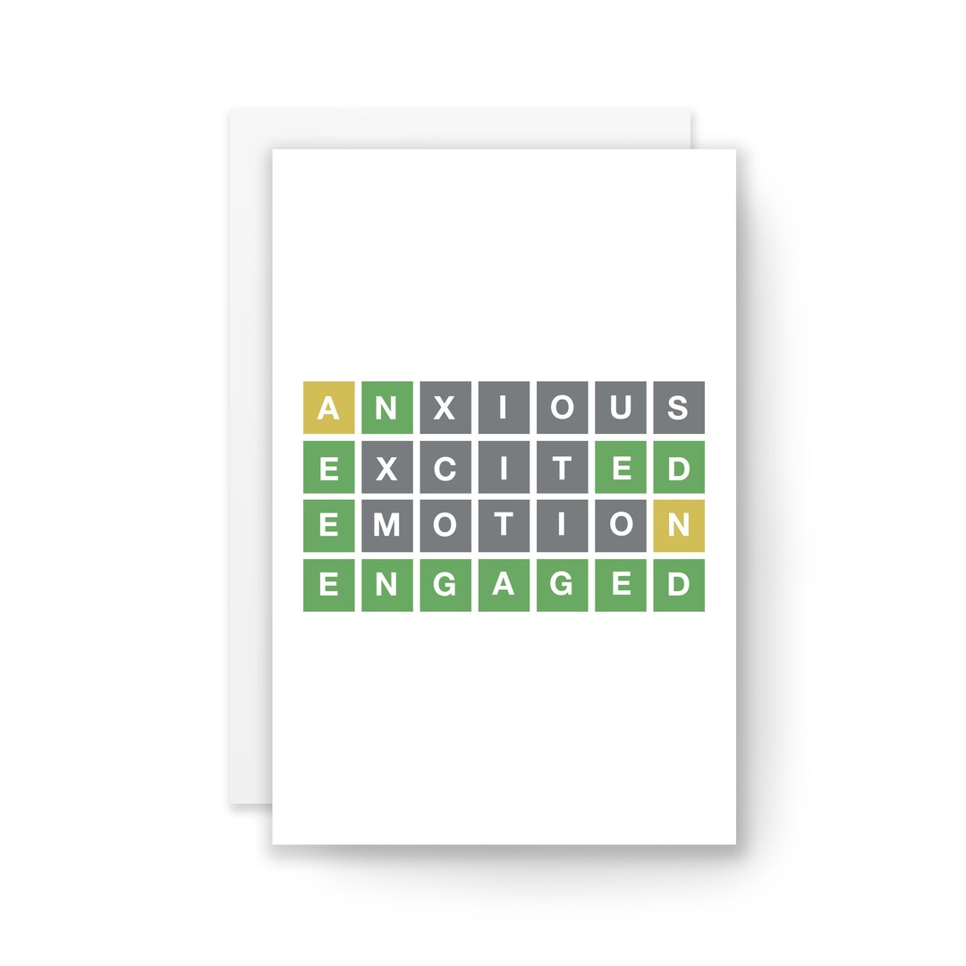 WORDLE ENGAGED - Funny Card, Love Card, Engagement Card, Engaged Card ...