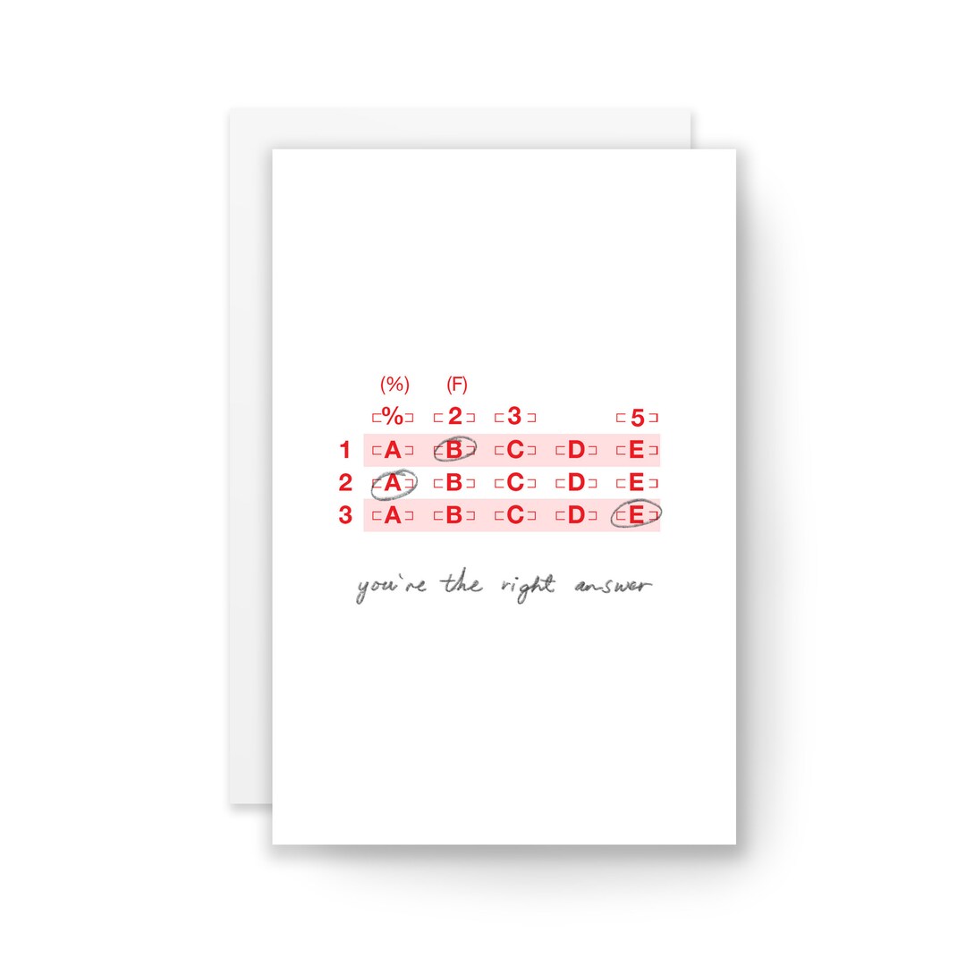 RIGHT ANSWER (BAE) - Funny Card, Love Card, Funny Couple's Card ...