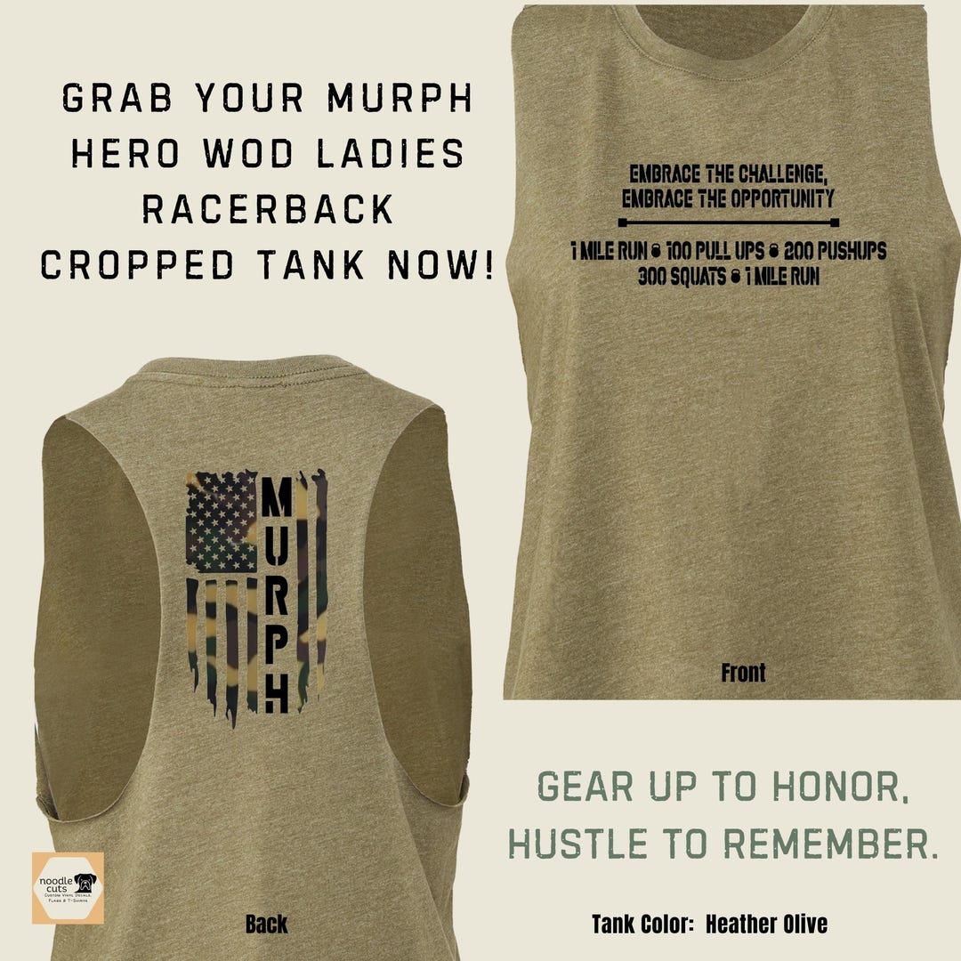 Murph 2025 Ladies Racerback Cropped Tank Hero WOD Desert Camo Flag W ...