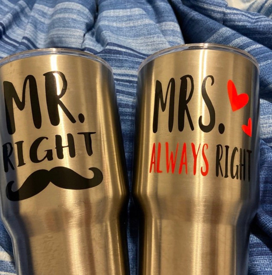 Mr. Right Mrs. Always Right Vinyl Decal Set, Humorous Wedding Gift - Etsy