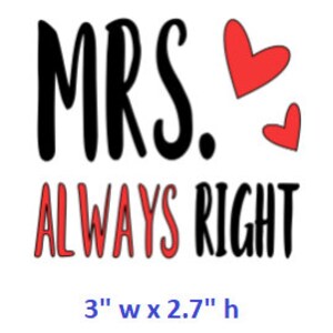 Mr. Right Mrs. Always Right Vinyl Decal Set, Humorous Wedding Gift - Etsy