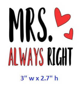 Mr. Right Mrs. Always Right Vinyl Decal Set, Humorous Wedding Gift - Etsy