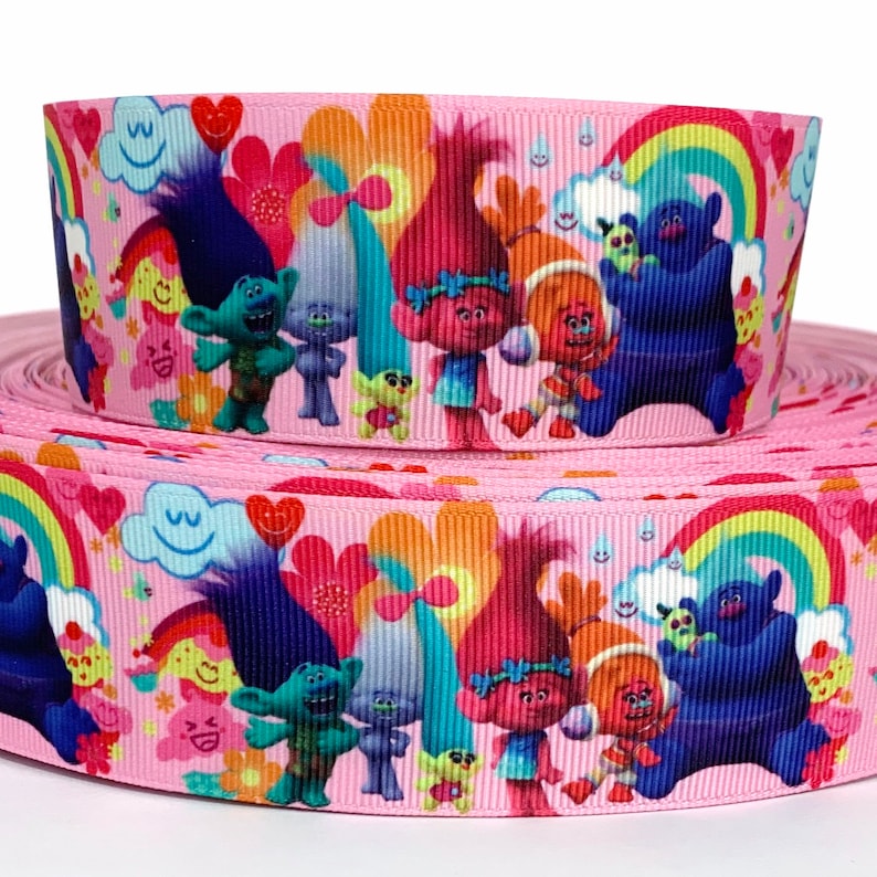 GROSGRAIN RIBBON 5/8", 7/8", 1.5", 3" Trolls Cartoons for Gifts ...