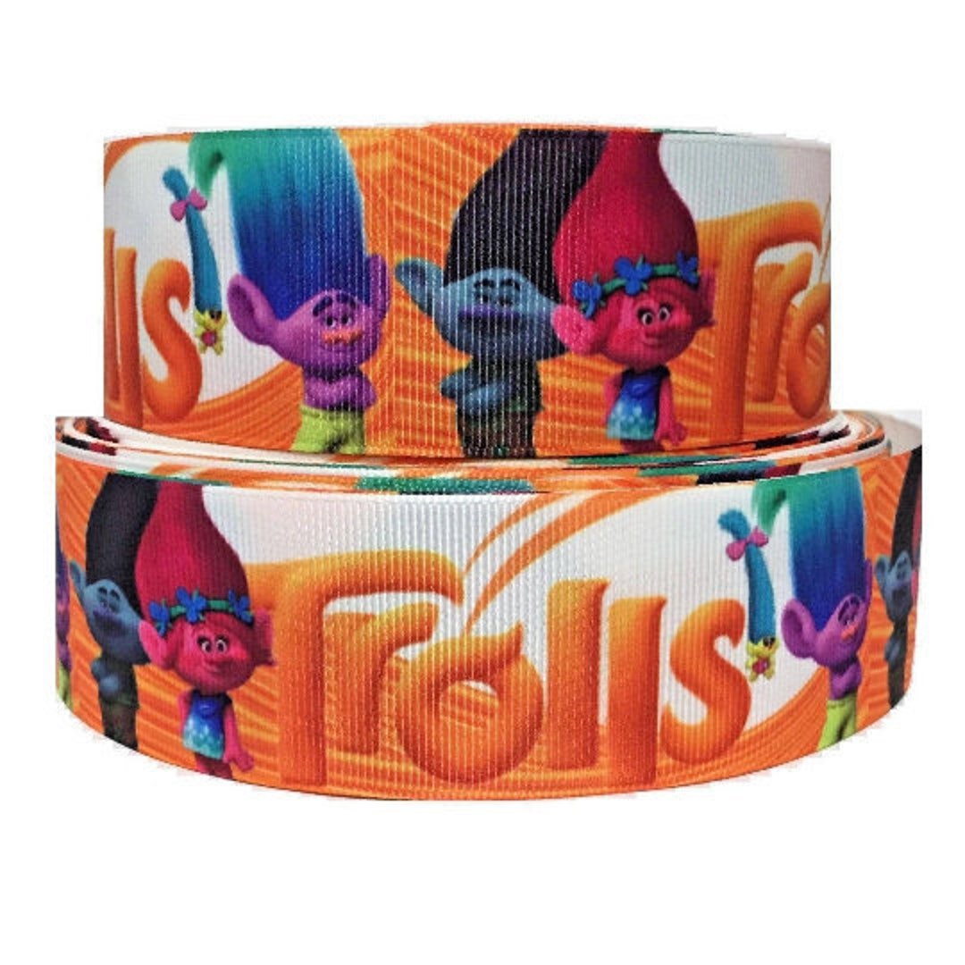 GROSGRAIN RIBBON 7/8" & 1.5" Trolls Cartoon by the Yard Printed ( Buy ...
