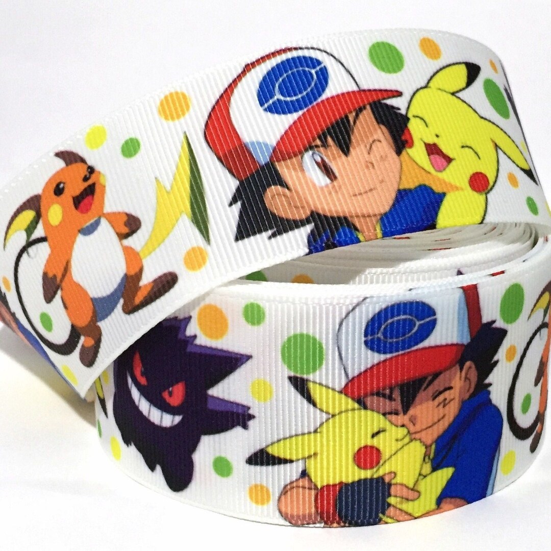 GROSGRAIN RIBBON 5/8", 7/8", 1.5", 3" POKEMON - Pikachu Printed for ...