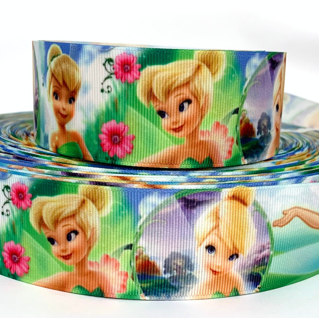 Grosgrain Ribbon 7/8" & 1.5" Tinkerbell Green Fairy Cartoon Printed Buy ...