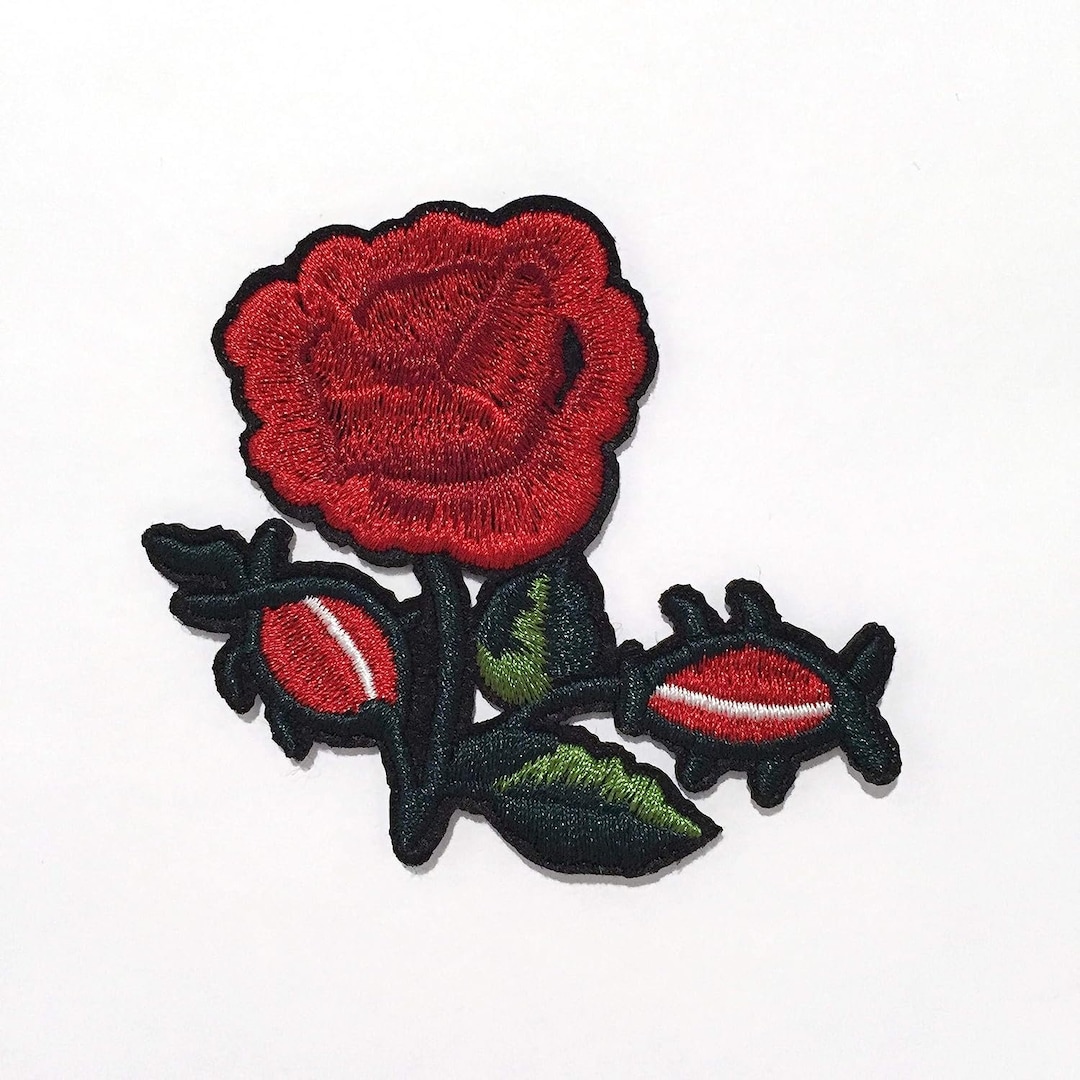Embroidery Iron on Patch Red Rose Flower Embroidered Patch ( 3" X 3 ...