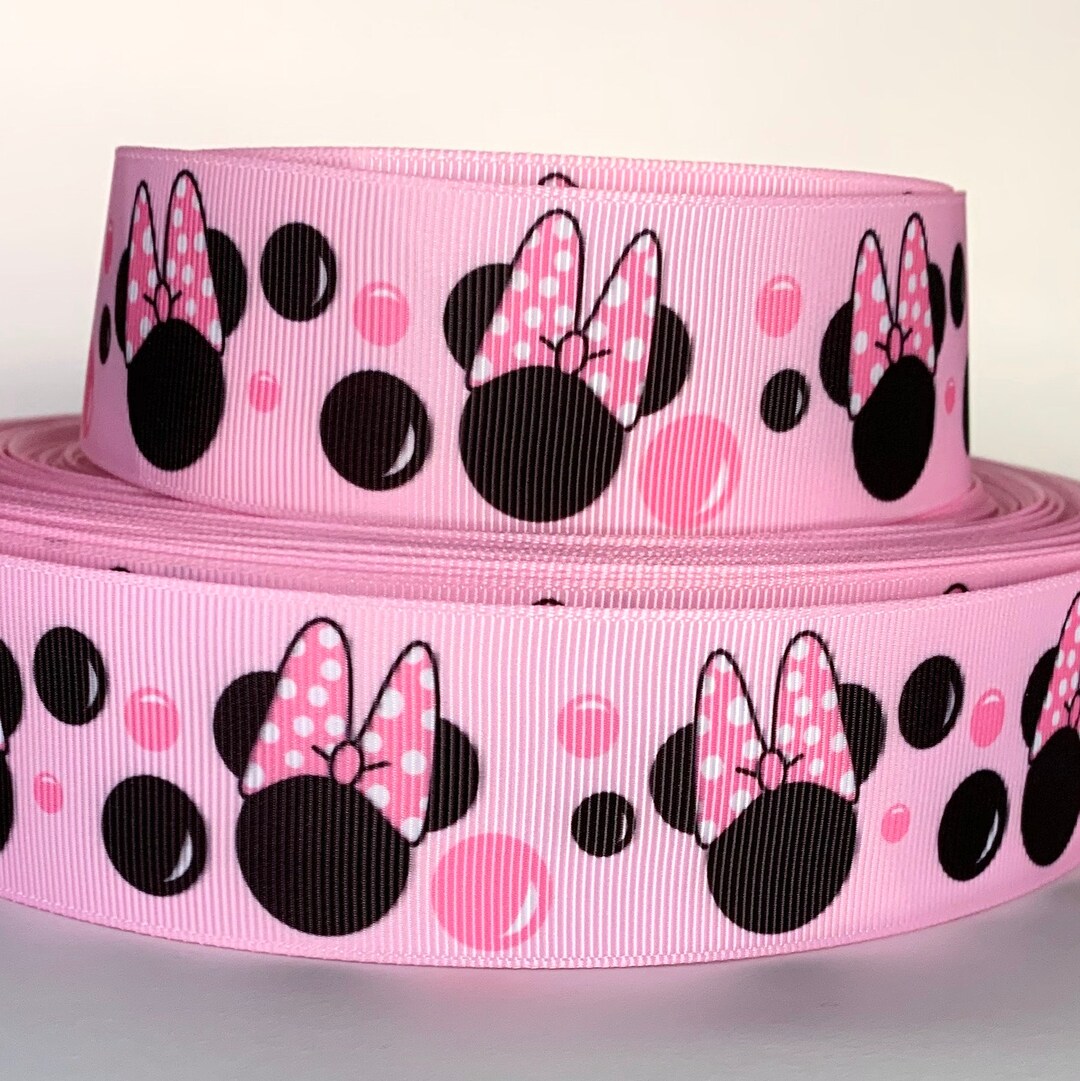 Grosgrain Ribbon 5/8", 7/8", 1.5", & 3" Minnie MOUSE Dots - White Pink ...