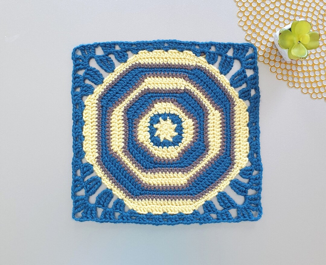 12 Inch Crochet Square Motif Pattern, Crochet Octagon Square, Crochet ...