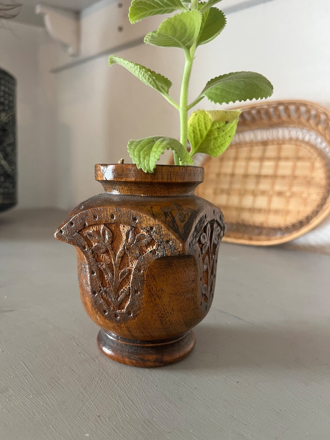 Small Wooden Hand Carved Holder Indian Style - Etsy