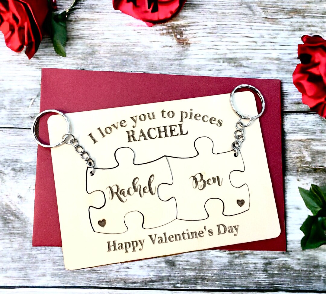 Engraved Wooden Couple Keyrings | Jigsaw Keychain, Personalized Gift - Etsy