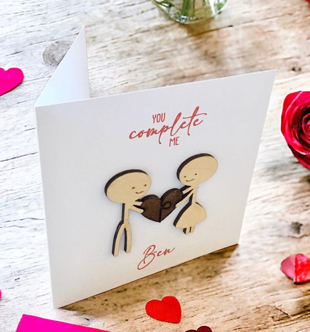 You Complete Me Wooden Card Valentine's Day Card 5th Anniversary Card ...