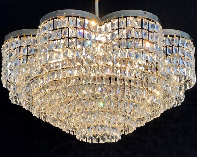 Big Daisy Crystal Chandelier Easy Fit Flush Mount Vintage Brass Lamp ...
