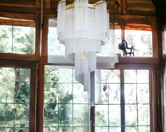 Vintage Art Deco Retro 80s Ceiling Hall Light Murano Milk Glass ...