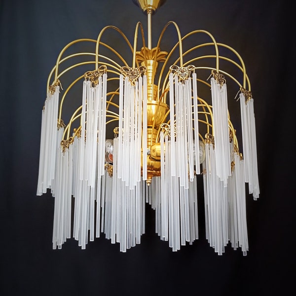 Art Deco Retro 80s Ceiling Hall Light Murano Milk Glass Chandelier - Etsy