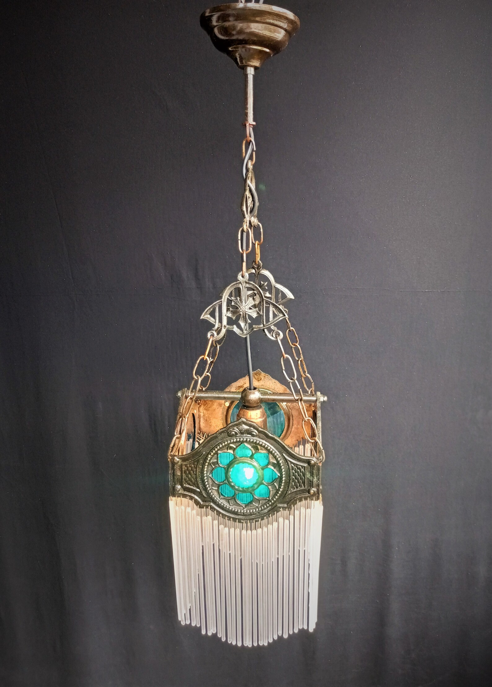 Vintage Art Deco Retro 80s Ceiling Hall Light Murano Milk Glass ...