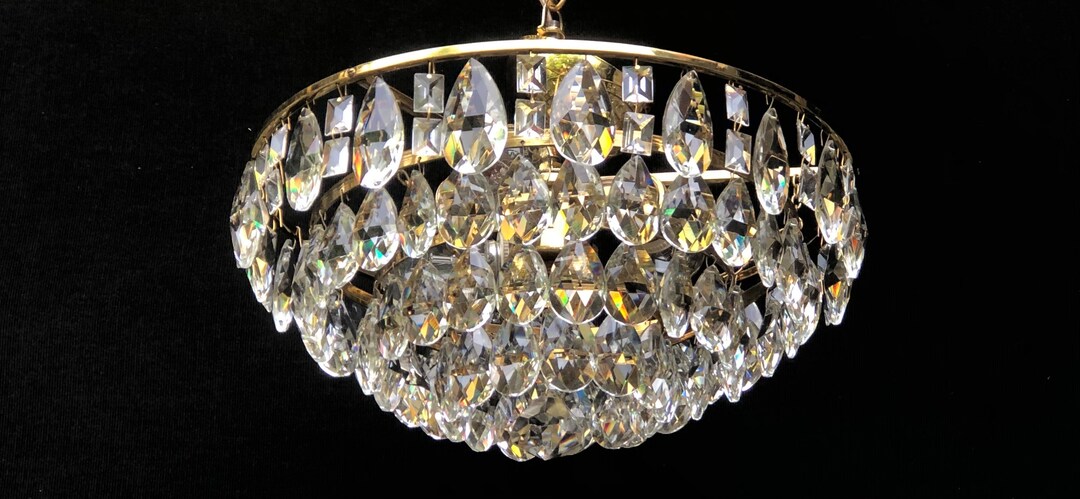 Crystal Chandelier Easy Fit Flush Mount Vintage Shabby Chic Ceiling ...