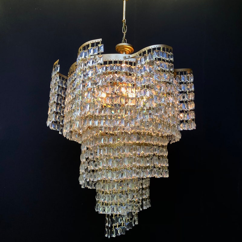 Art Deco Retro 80s Ceiling Hall Light Murano Milk Glass Chandelier - Etsy