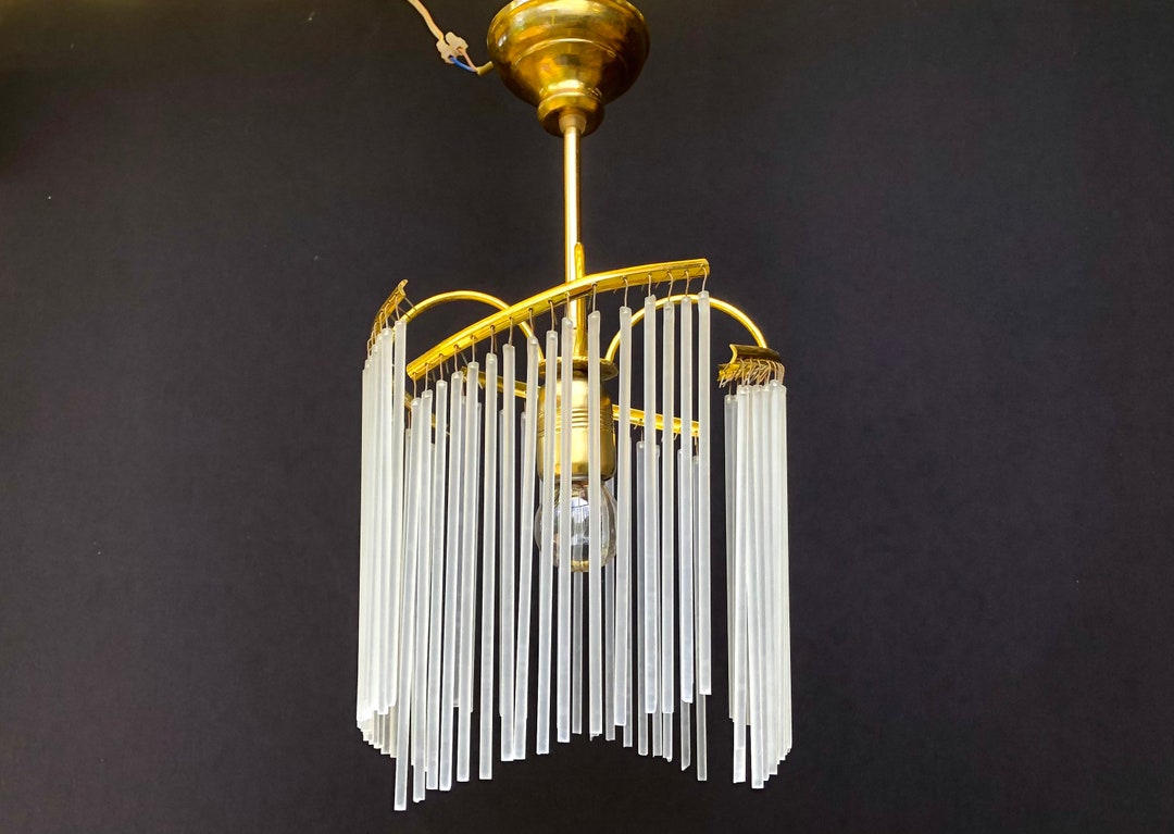 Vintage Art Deco Retro 80s Ceiling Hall Light Murano Milk Glass ...