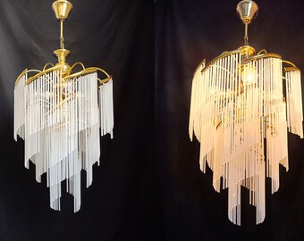 Vintage Art Deco Retro 80s Ceiling Hall Light Murano Milk Glass ...