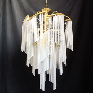 Vintage Art Deco Retro 80s Ceiling Hall Light Milk Glass Stick ...