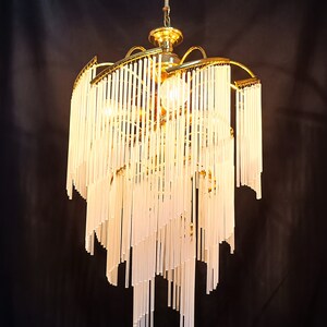 Vintage Art Deco Retro 80s Ceiling Hall Light Milk Glass Stick ...